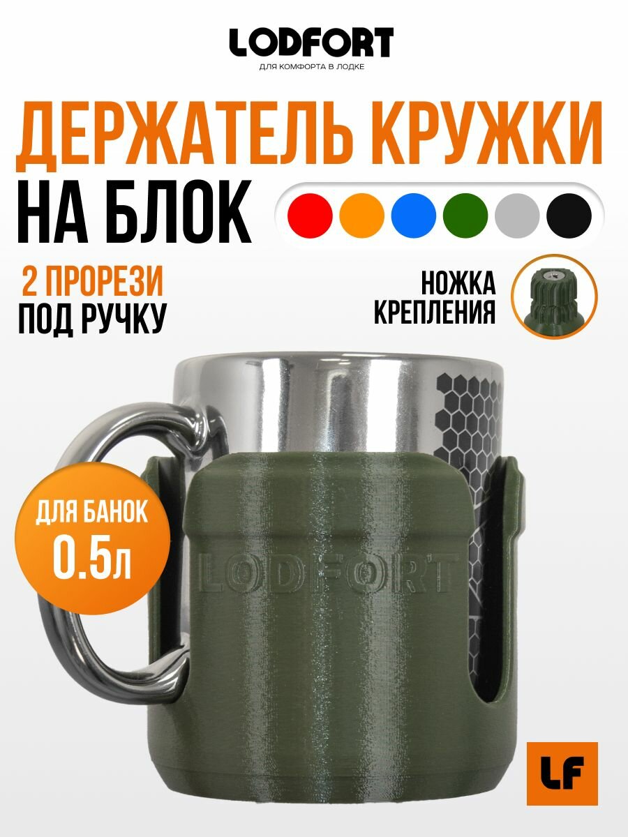 Держатель кружки на блок LODFORT с двумя прорезями под ручку