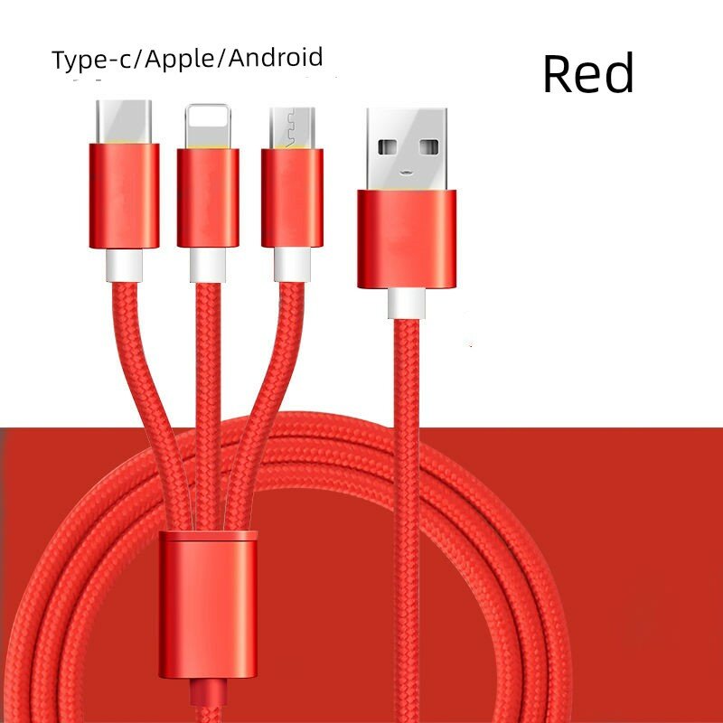 1,2 метра трехпортовый USB-C зарядный кабель, красный, без зарядного устройства для смартфонов