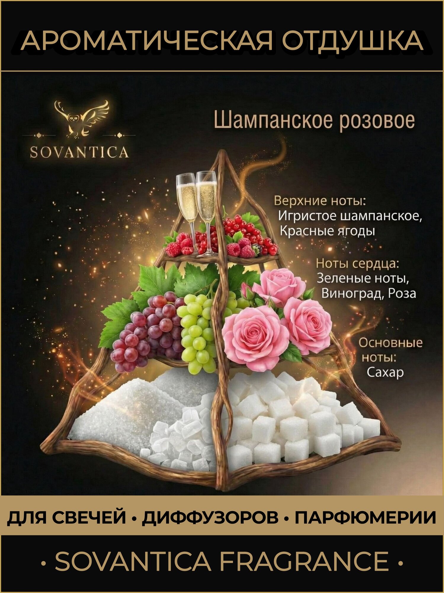 Ароматическая отдушка 10 г Шампанское розовое (Champagne rose), Sovantica