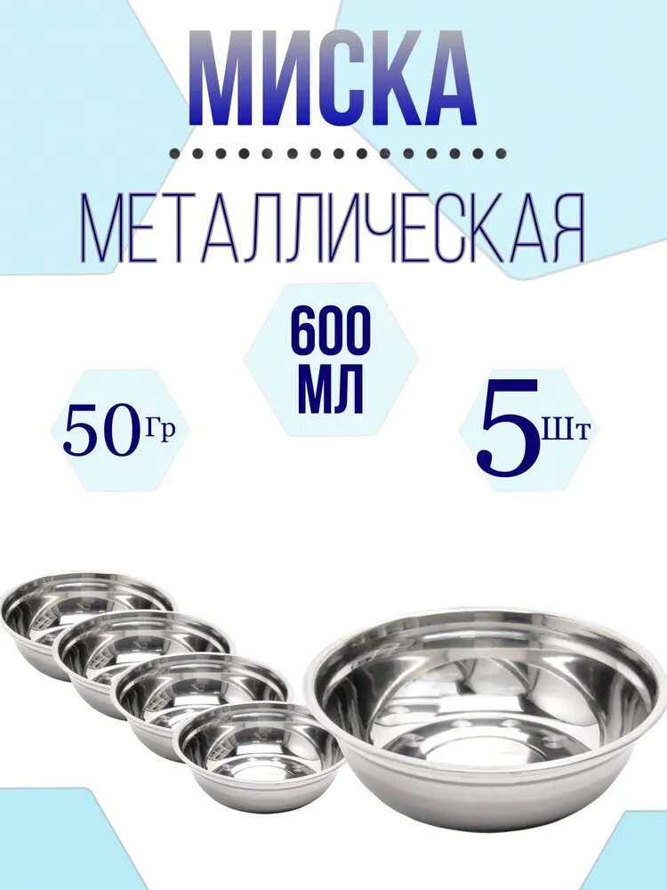 Набор посуды для похода, рыбалки и пикника, 600 мл 5 шт, тарелка металлическая