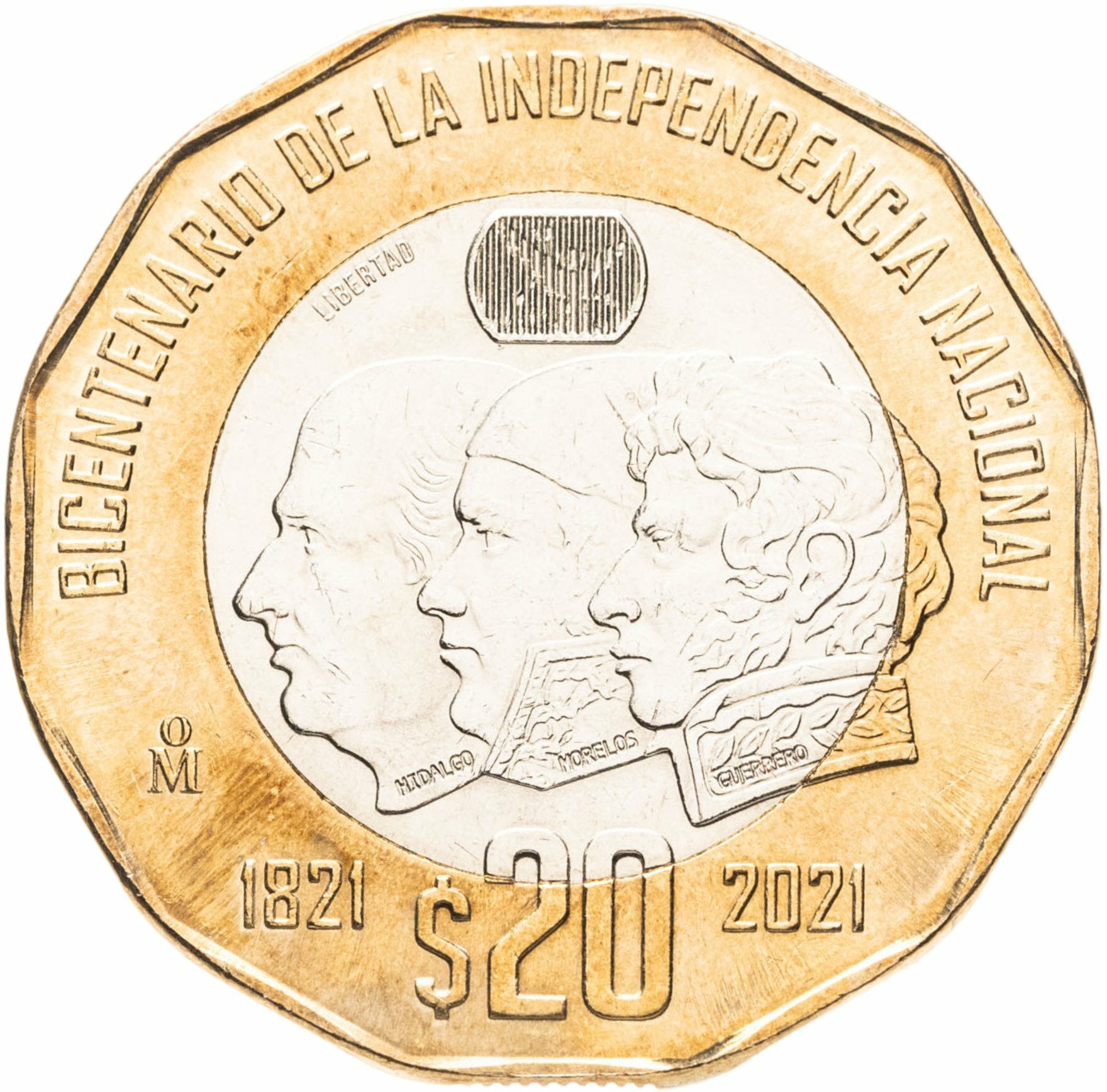 Мексика 20 песо (pesos) 2021 200 лет независимости
