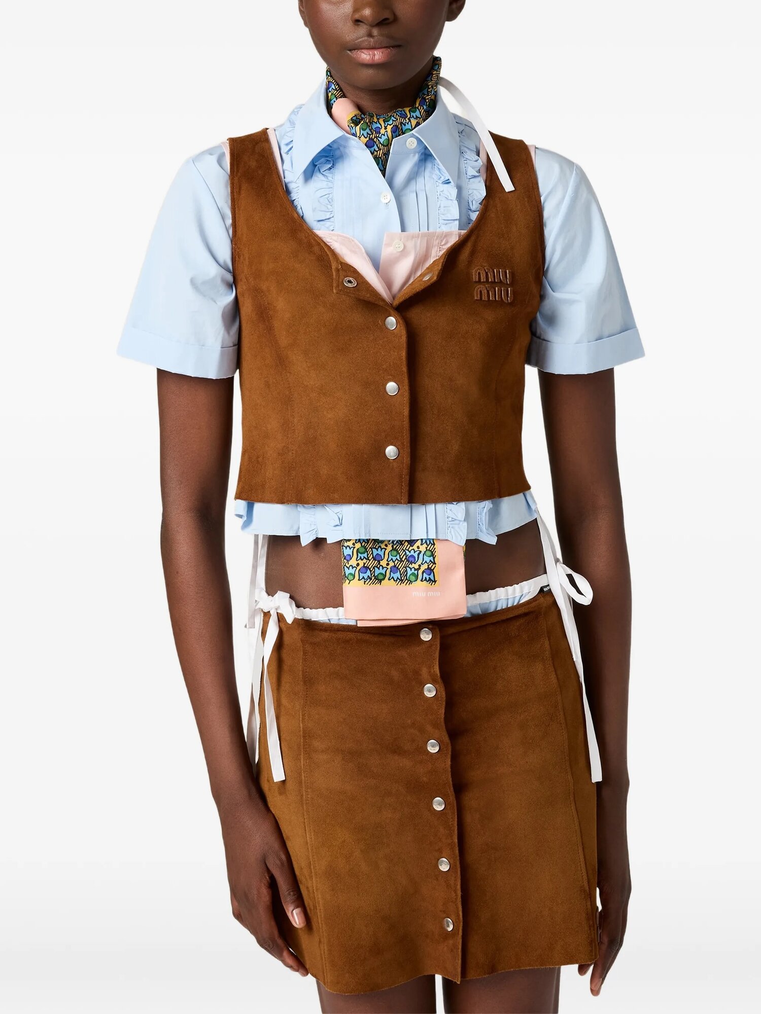Топ Miu Miu Waxed suede top, размер 38 — фото 1