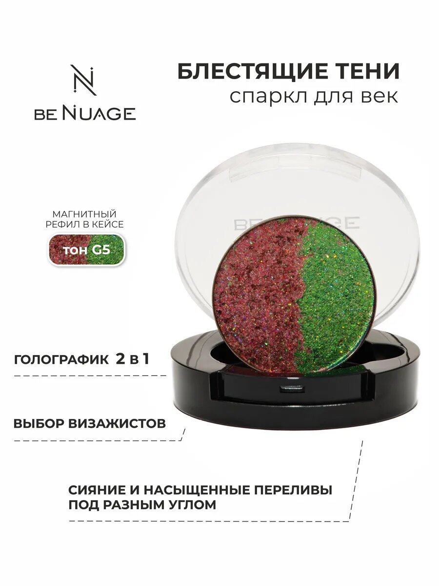 BeNuage Блестящие голографические тени спаркл для глаз G5 Карнавал, с блестками