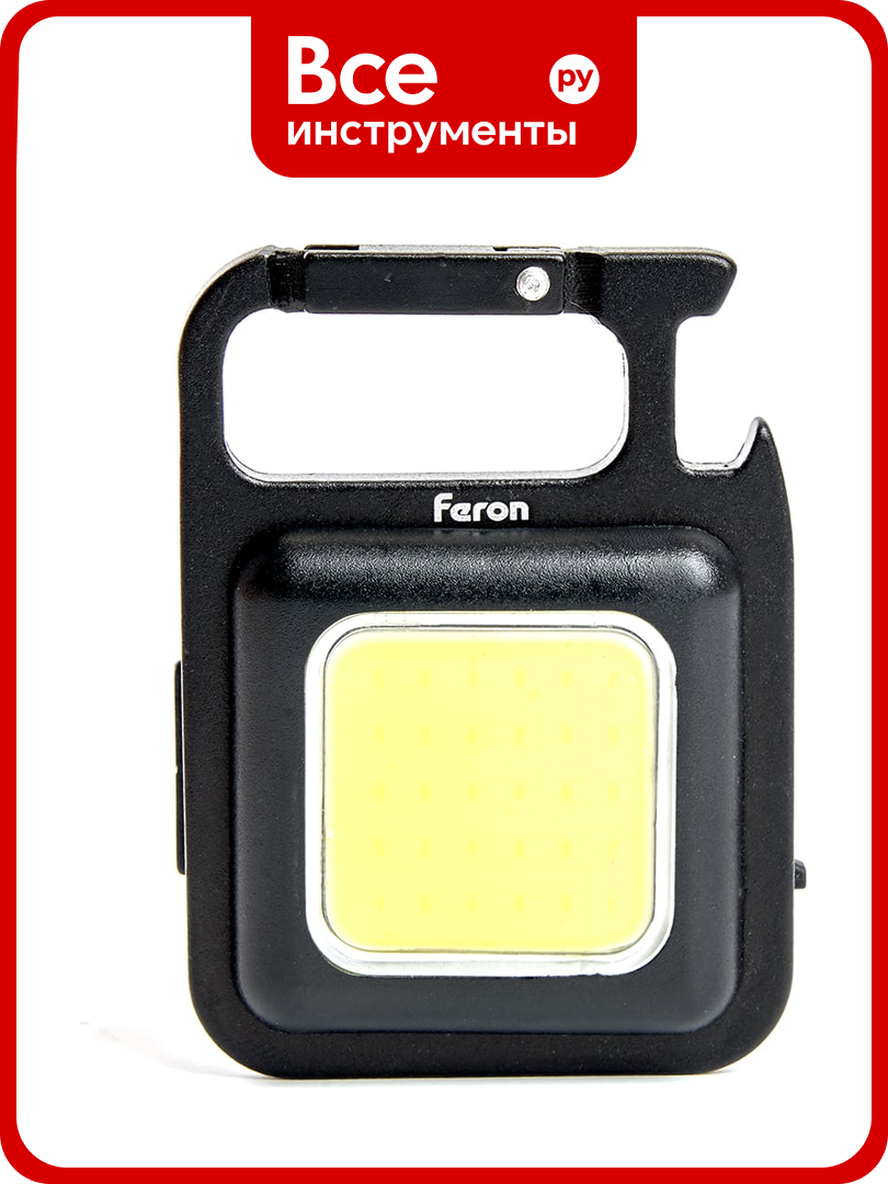 Универсальный аккумуляторный фонарь FERON TH2404 с магнитом, USB type-C COB, пластик/алюминий 48524