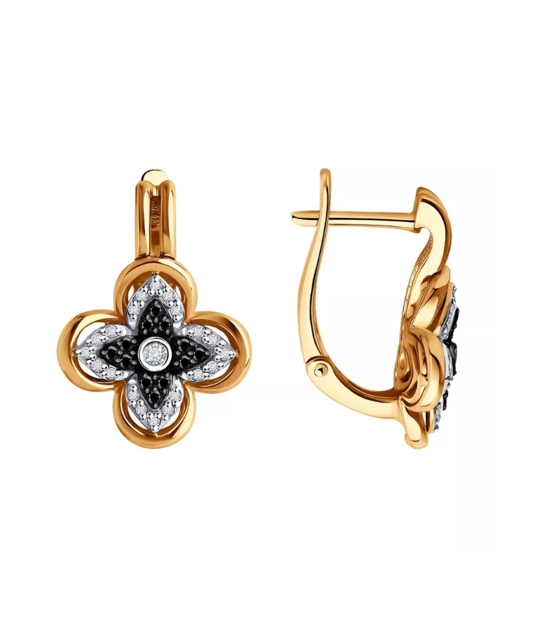 Серьги, красное золото, 585 проба, бриллиант