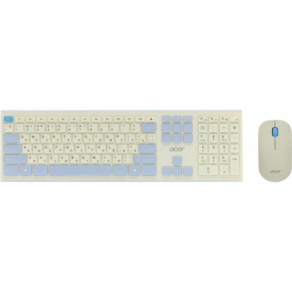 Набор клавиатура+мышь Acer OCC205(ZL. ACCEE.00C)/белый/голубой/slim, 2049422