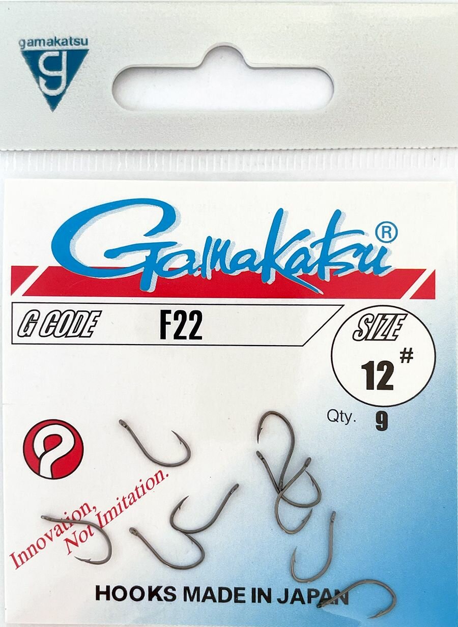 Крючки рыболовные Gamakatsu F22 №12 карповые фидерные для леща и карася, Японияарповые Япония для фидера на леща на карася японские