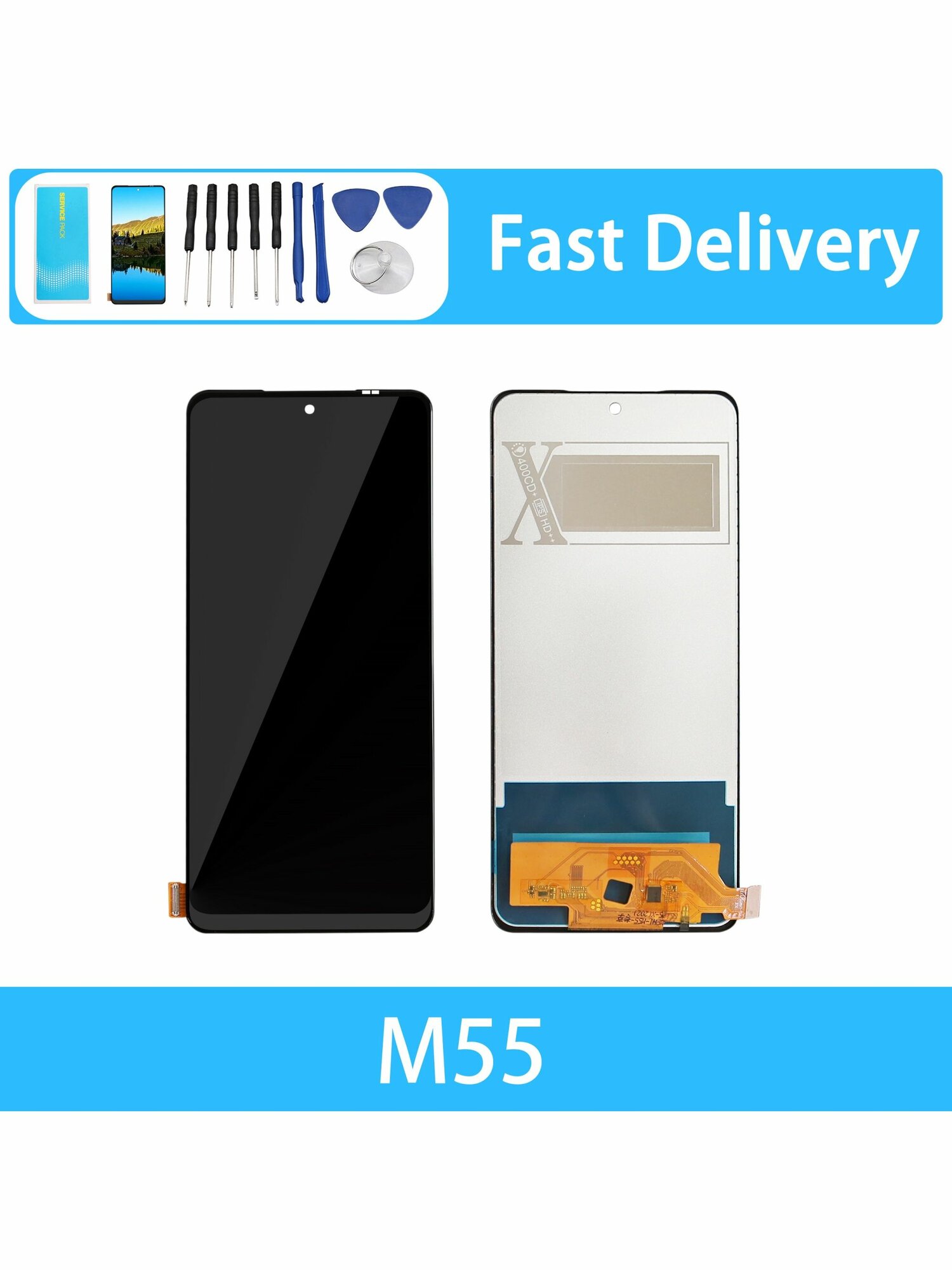 Дисплей для Samsung Galaxy M55 (без рамки), TFT LCD, 6.7", 720x1600, яркость 300 нит