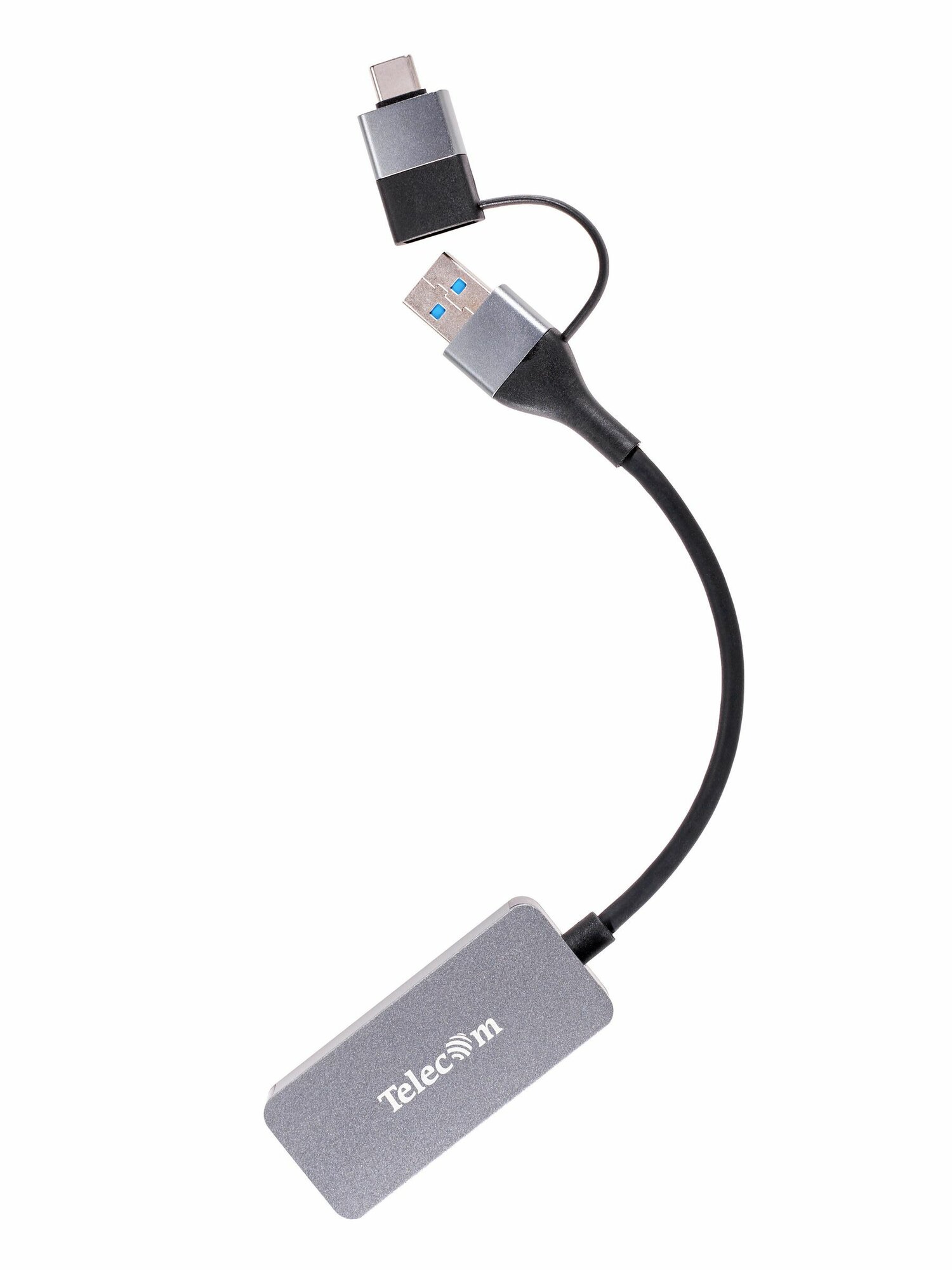 TYPE C/ TYPE A RJ45 USB адаптер Ethernet TELECOM до 2500 Мбит/с корпус металл (TU326M)