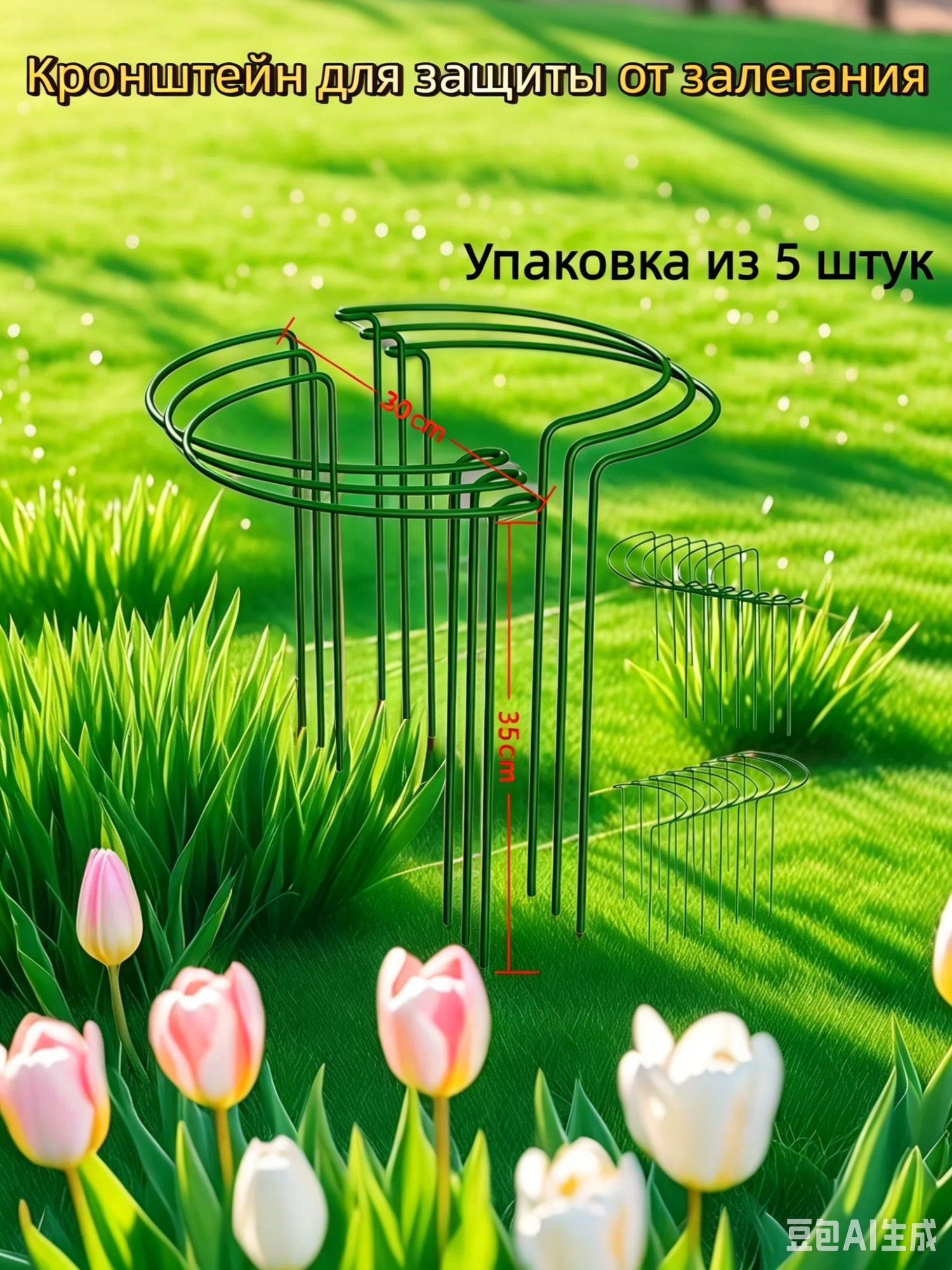 Зеленые опоры для растений 5 шт, предотвращают наклон стеблей