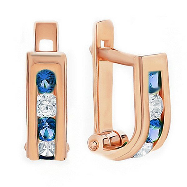 Серьги, красное золото, 585 проба, фианит