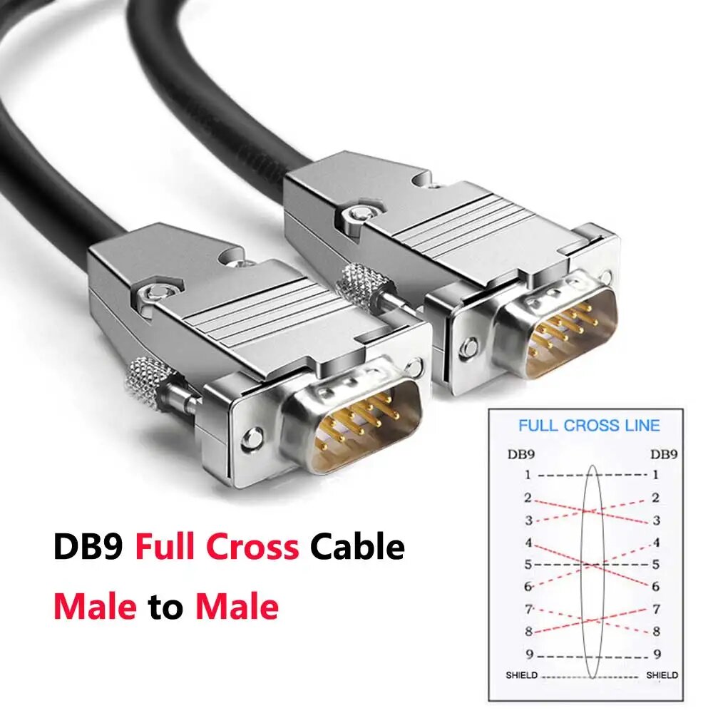 AiELEMZION Поперечный кабель DB9 RS232 1 м, Male to Male