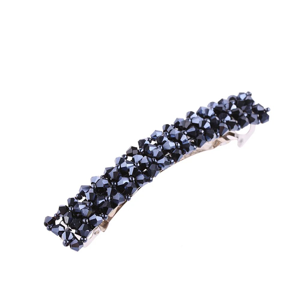 Заколка для волос темно-синяя с кристаллами, Color: 3-navy blue