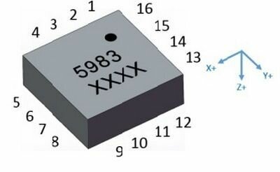 MMC5983MA, датчики Холла , магнитные датчики для монтажа на плате, 8 G, High Performance 3-axis Magnetic Sensor