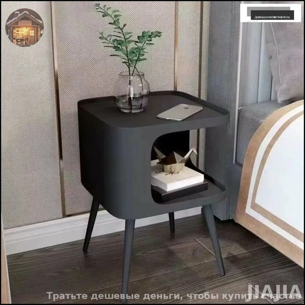 Тумба 35х35х50 см, металлическая, напольная, стиль ар-деко, черно-белая, модель G856 — фото 1