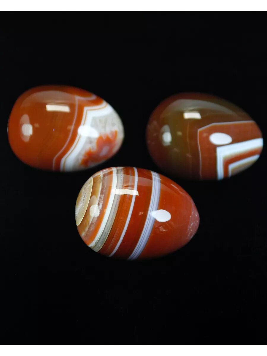 Сердолик - 4 см, натуральный камень, яйцо, 3 шт