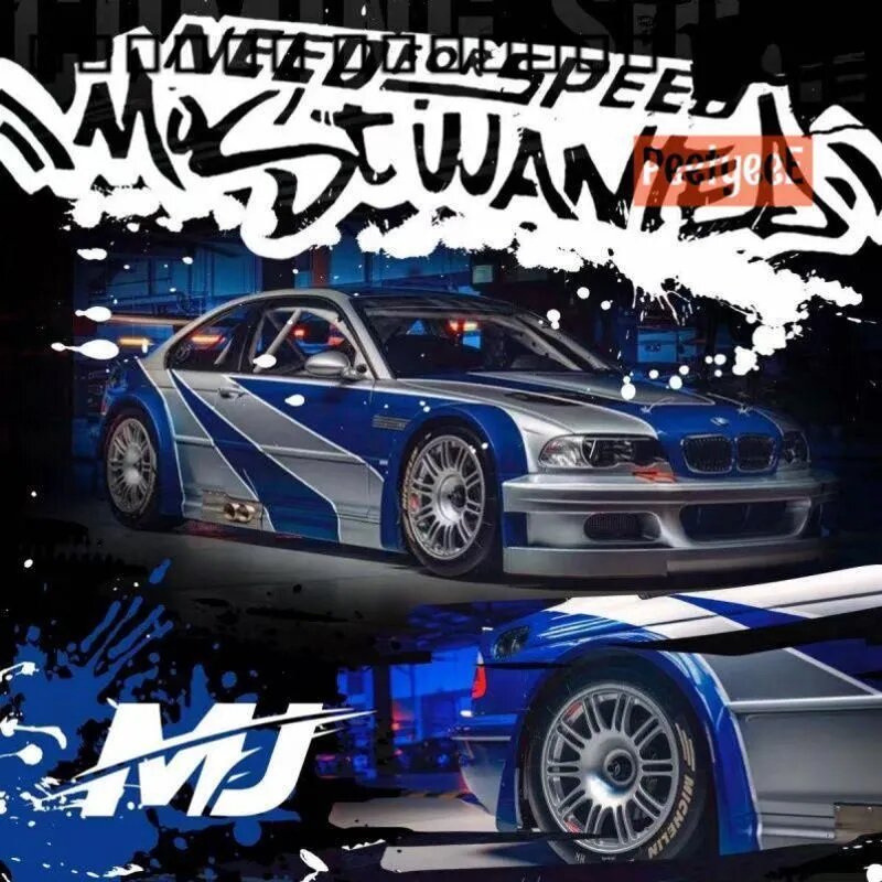 MJ 1/64 BMW M3 E46 GTR модель автомобиля из металла