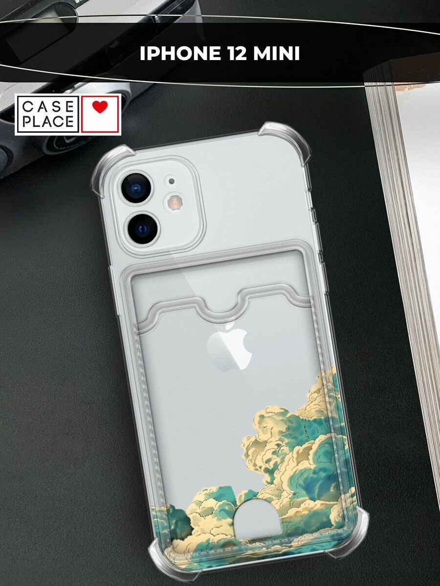 Чехол на Apple iPhone 12 mini (Айфон 12 Мини) с картой и принтом Ночное небо и облака