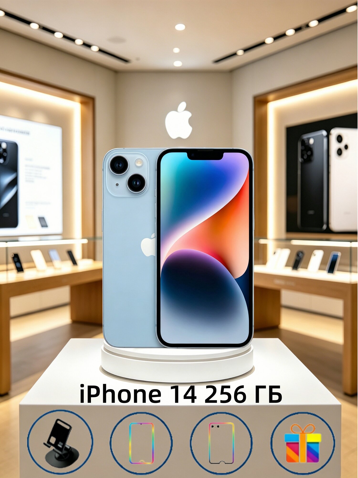 Apple iPhone 14 256 ГБ, цвет Синий, смартфон 6,1 дюйма, процессор A15 Bionic