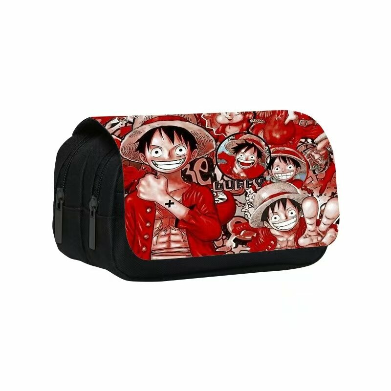 One piece pirate ship print double layer stationery case with large capacity for kids