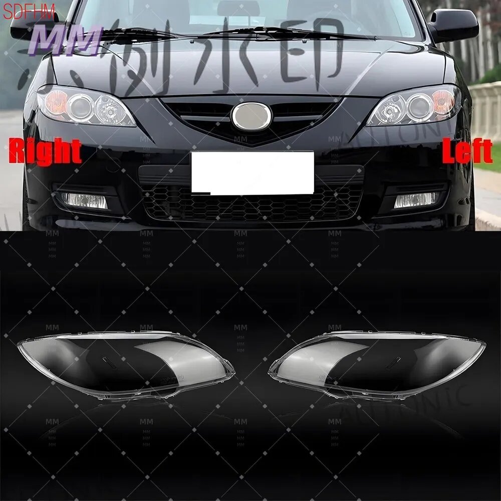 Стекло фары для Mazda 3BK 2003-2009 A71V X, комплект 2 шт, прозрачные