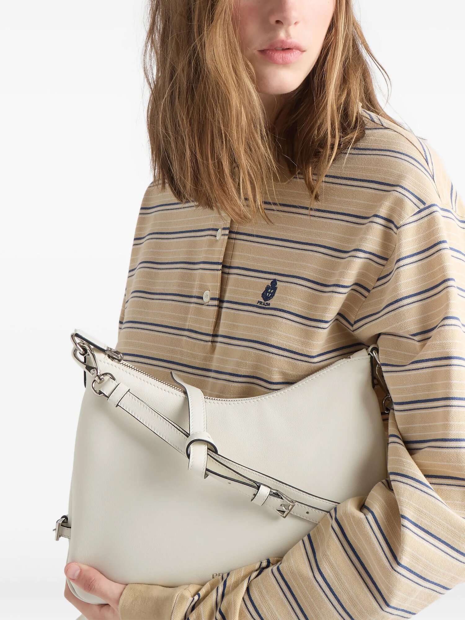 Сумка Prada Fold medium leather bag, white — фото 1