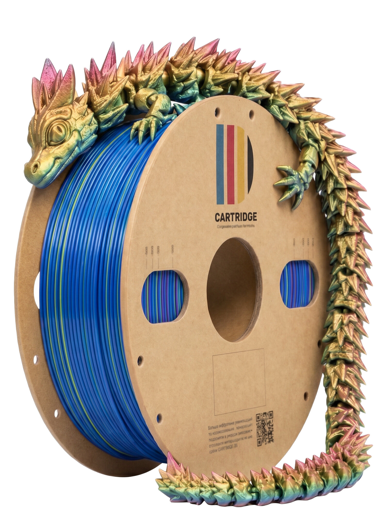PLA пластик CartriDge 1.75мм 1кг шелк красный-синий-золотой
