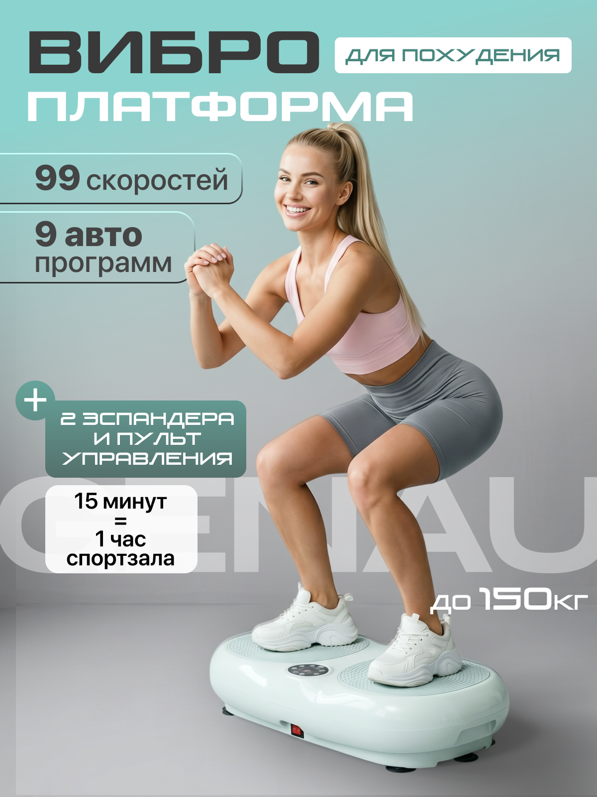 Виброплатформа Genau Vibrofit V3 Мятный , 9 программ, до 150 кг