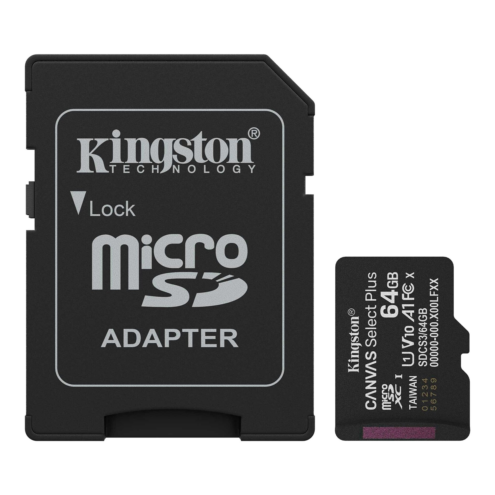 Флеш карта microSDXC 64GB Kingston SDCS3/64GB Canvas Select Plus V10 A1 + adapter