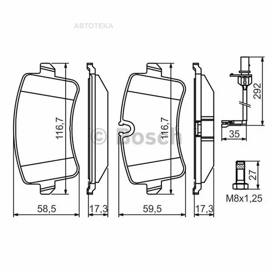 Колодки торм. зад. BOSCH 0986494446 AUDI A4 Avant RS4 quattro 05/12->/ A5 RS5 quattro 03/10->/ A6 2,0-3,0/TDI 11/10->/ A7 Sportback 2,8/3,0/TDI 10/10->/ A8 2,8-6,3/TDI 11/09->