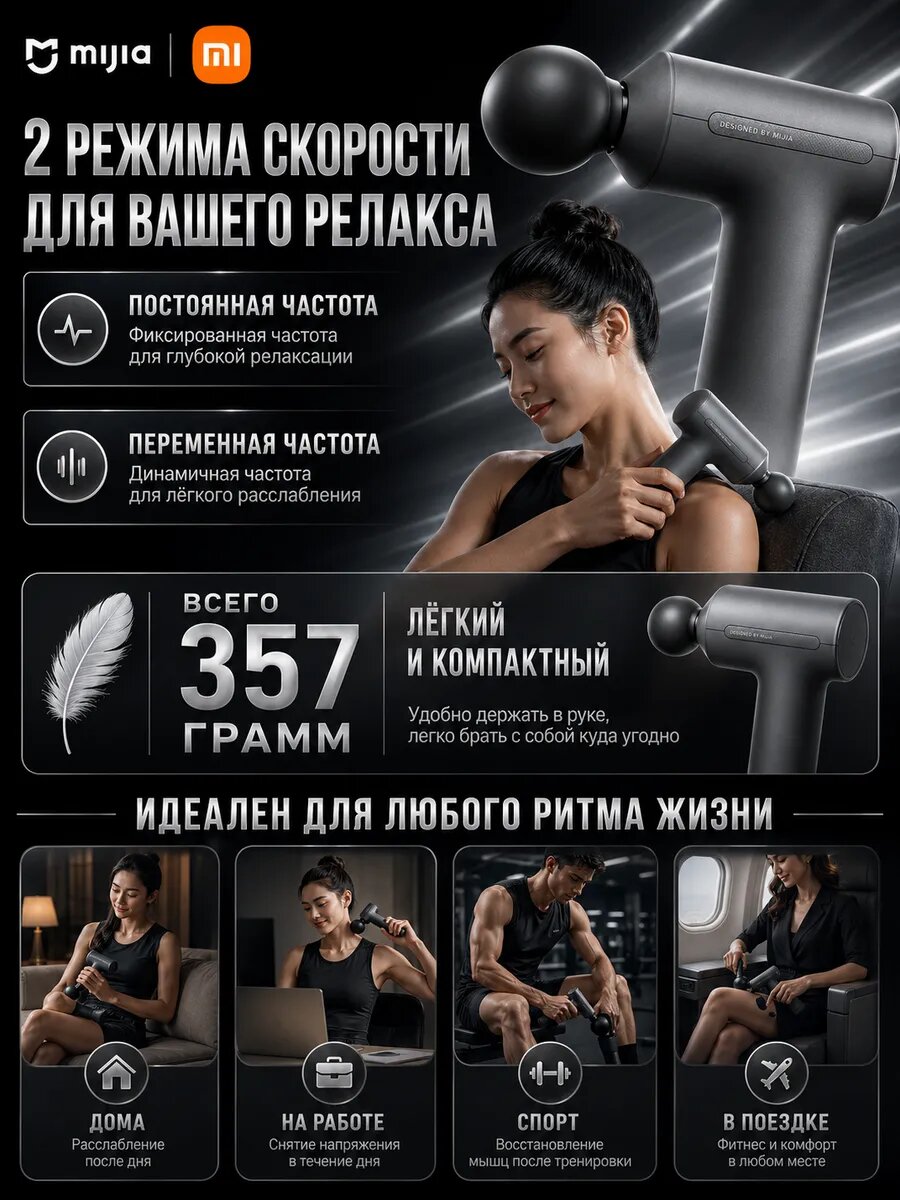 Перкуссионный массажер для тела с глубоким воздействием, портативный электрический массажный пистолет — фото 1