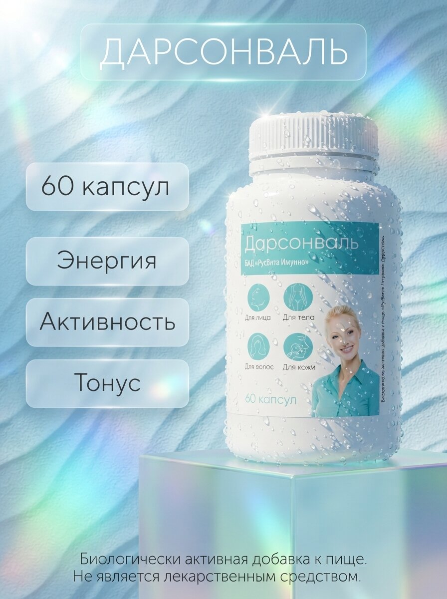 БАД Русвита Иммуно, для иммунитета "Дарсонваль", натуральный состав, 60 шт.