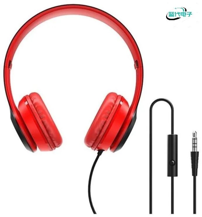Наушники проводные с микрофоном, 3.5 мм, microUSB, красный, синий