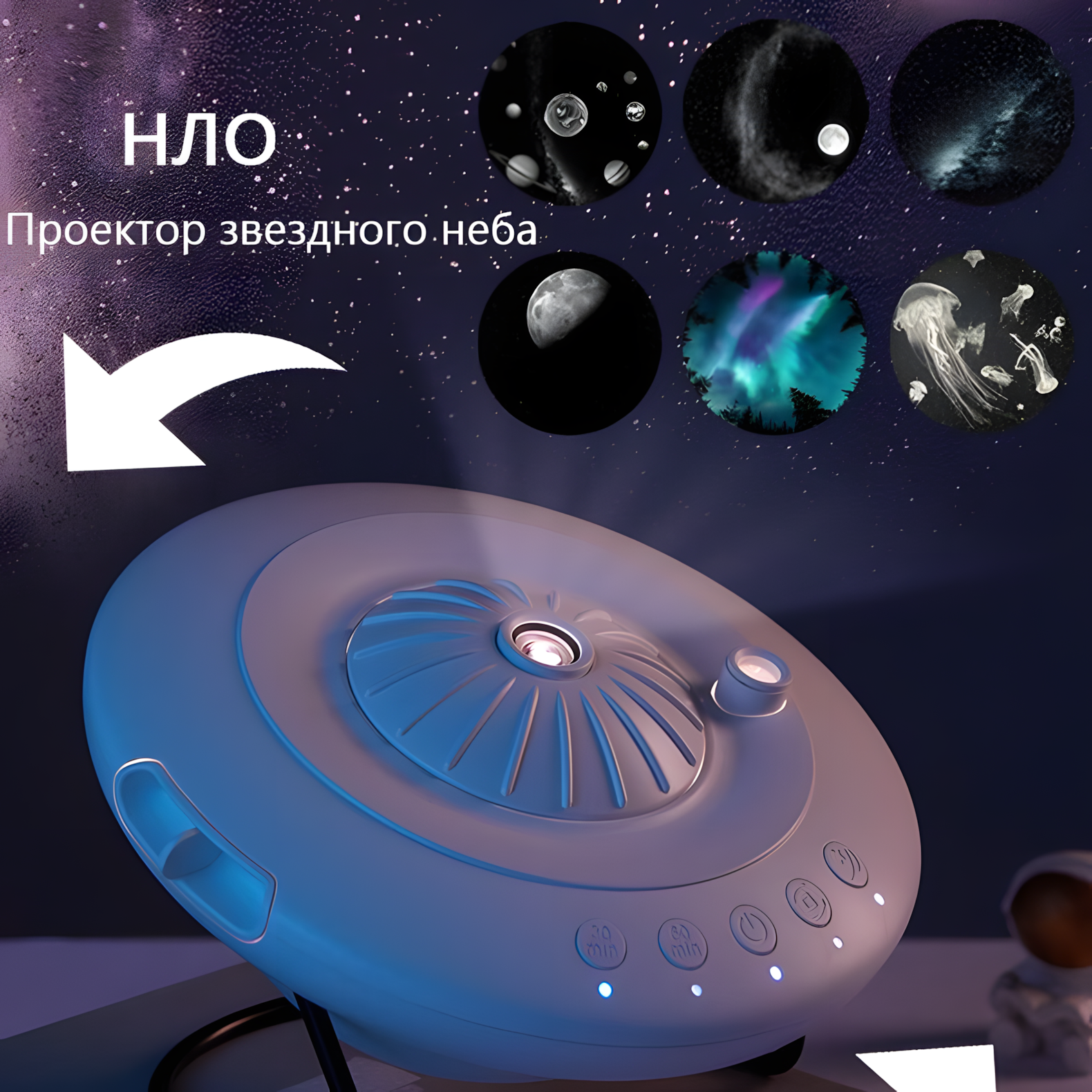 Проектор звездного неба Ufo, семейный планетарий, звездное небо проектор USB