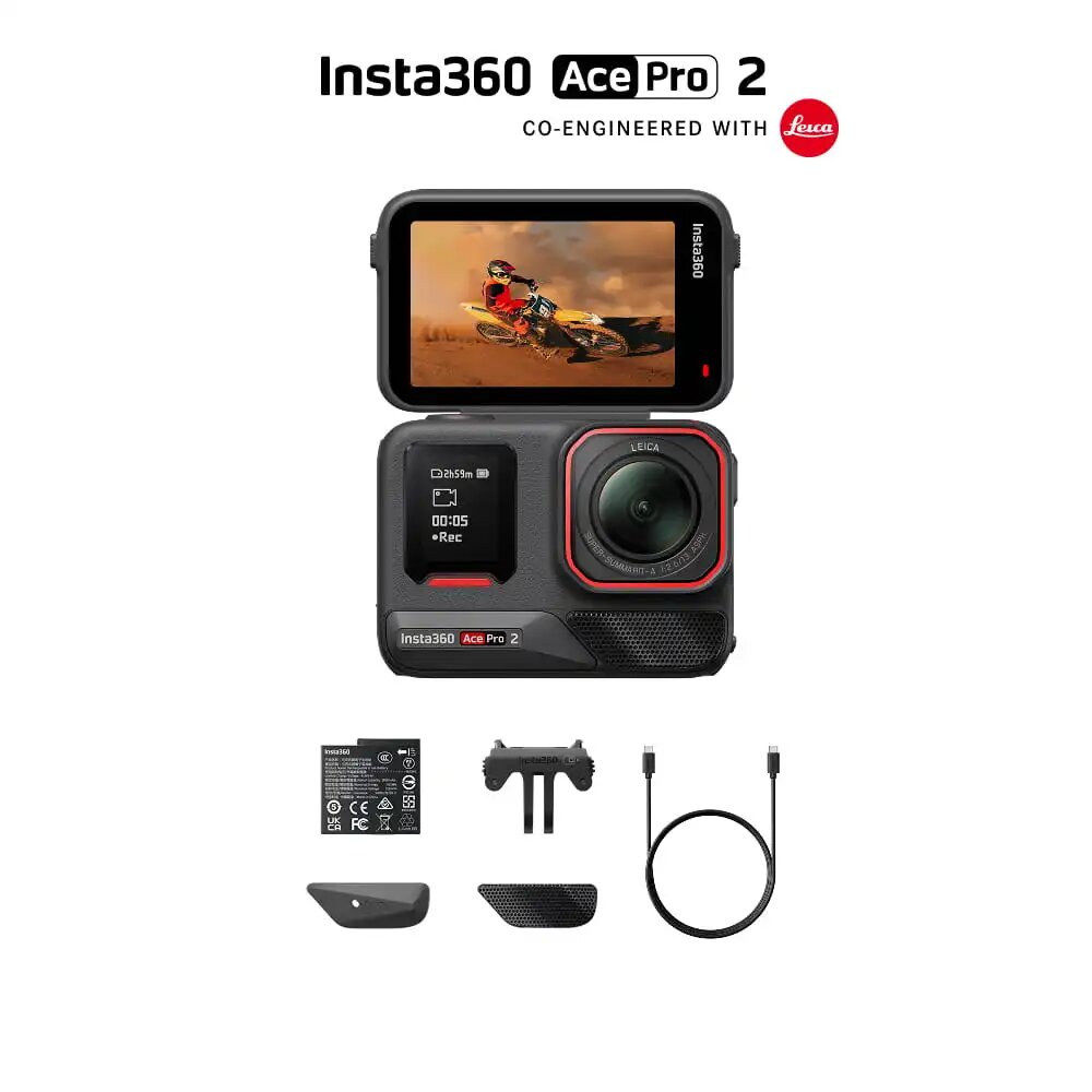 Экшн камера Insta360 Ace Pro 2, Однобатарейка, разрешение 8K, сенсор 50Мп, влагозащита