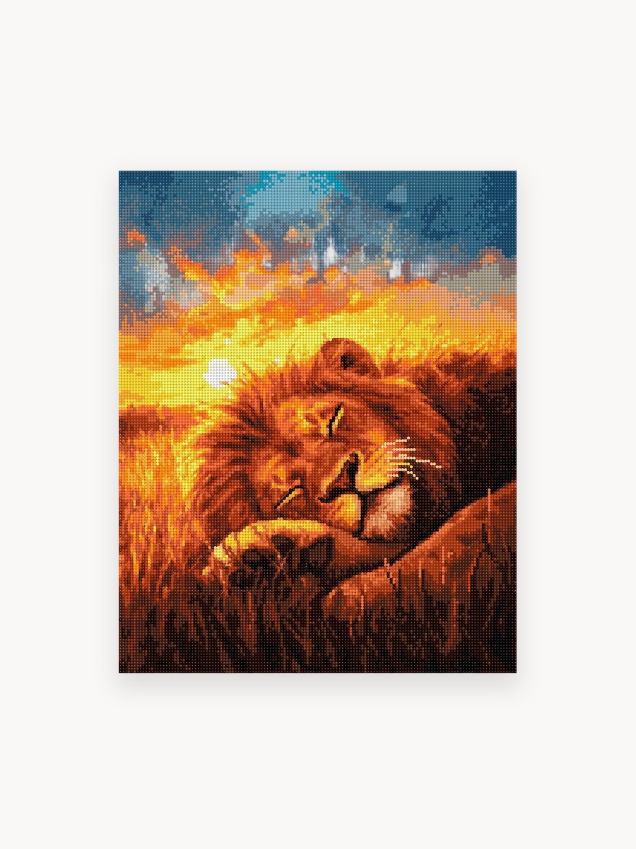 Сон льва Алмазная мозаика на подрамнике 40х50 см