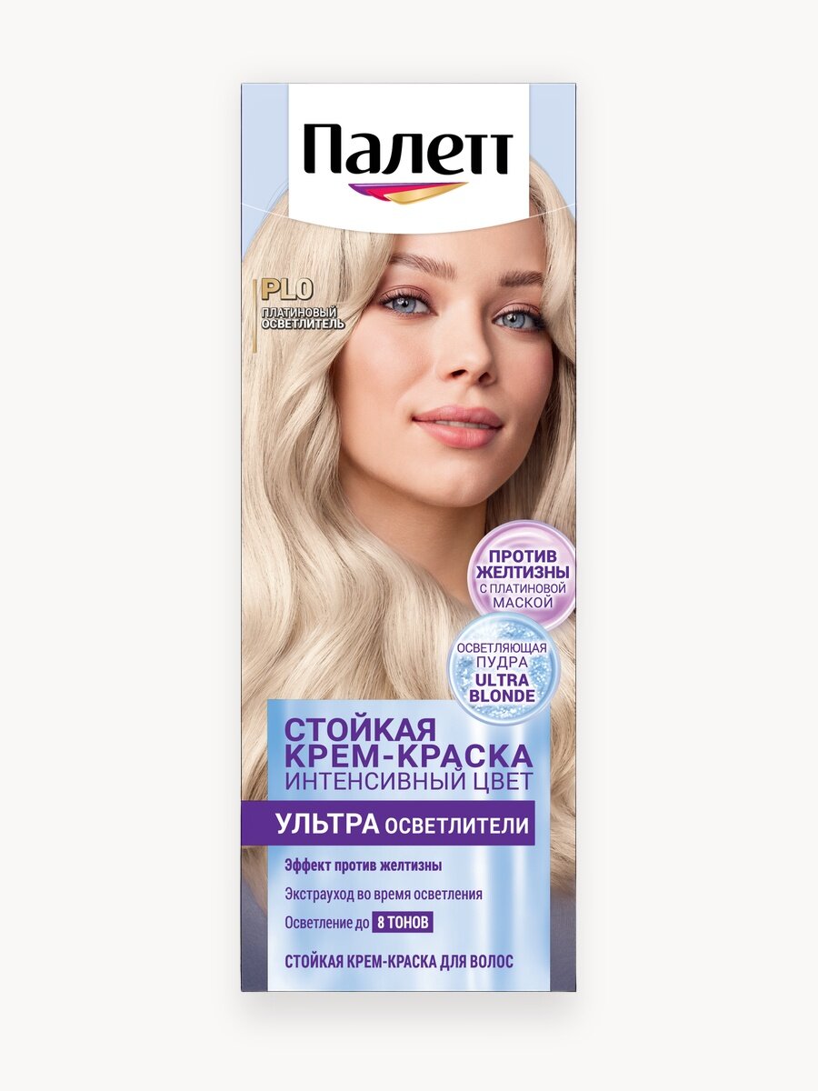 Палетт Стойкая крем-краска для волос Интенсивный цвет, PL0, Платиновый осветлитель, 110 мл