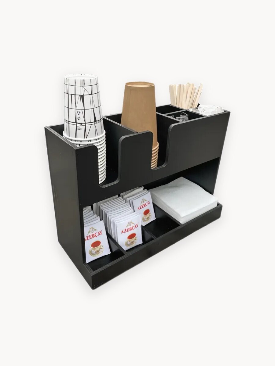 Деревянный барный органайзер для кофе и чая, салфетница