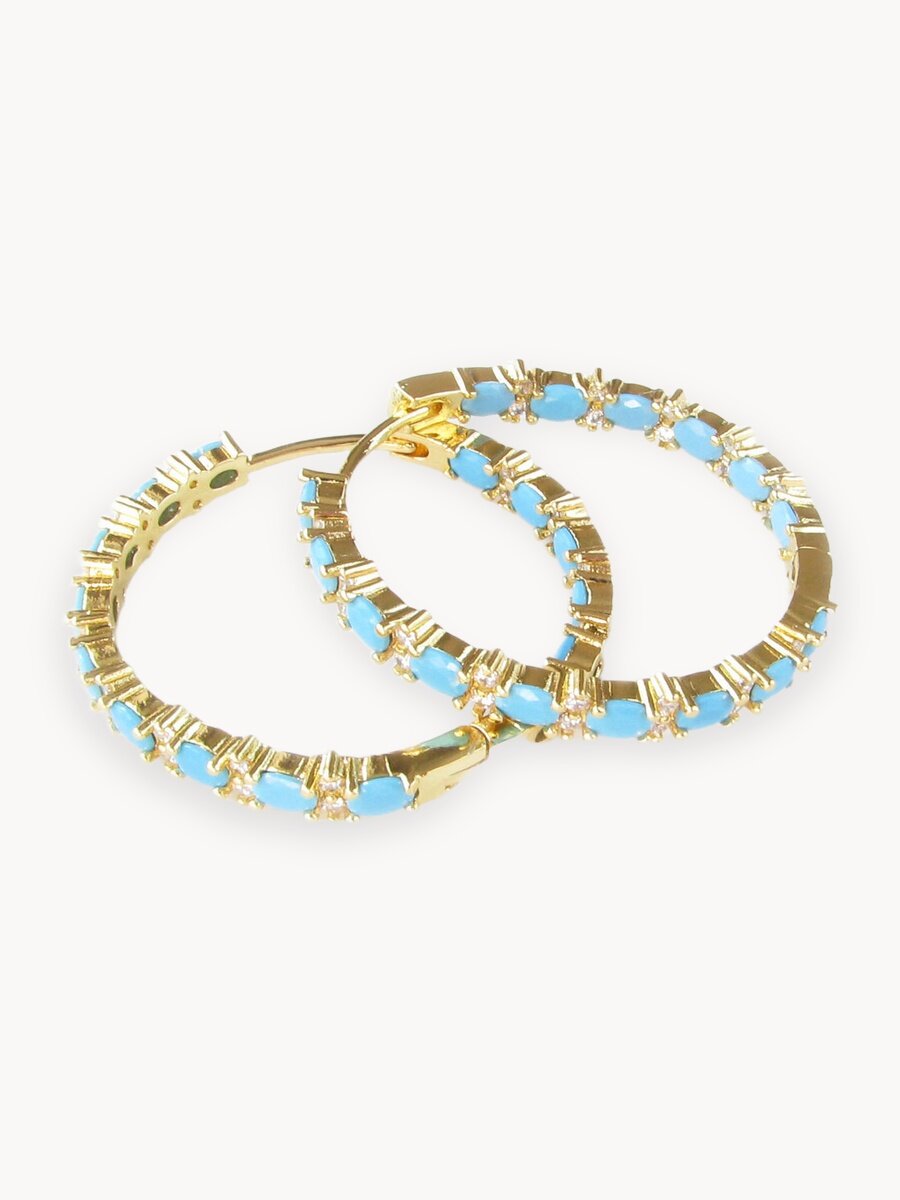 Серьги конго, бирюза, фианит