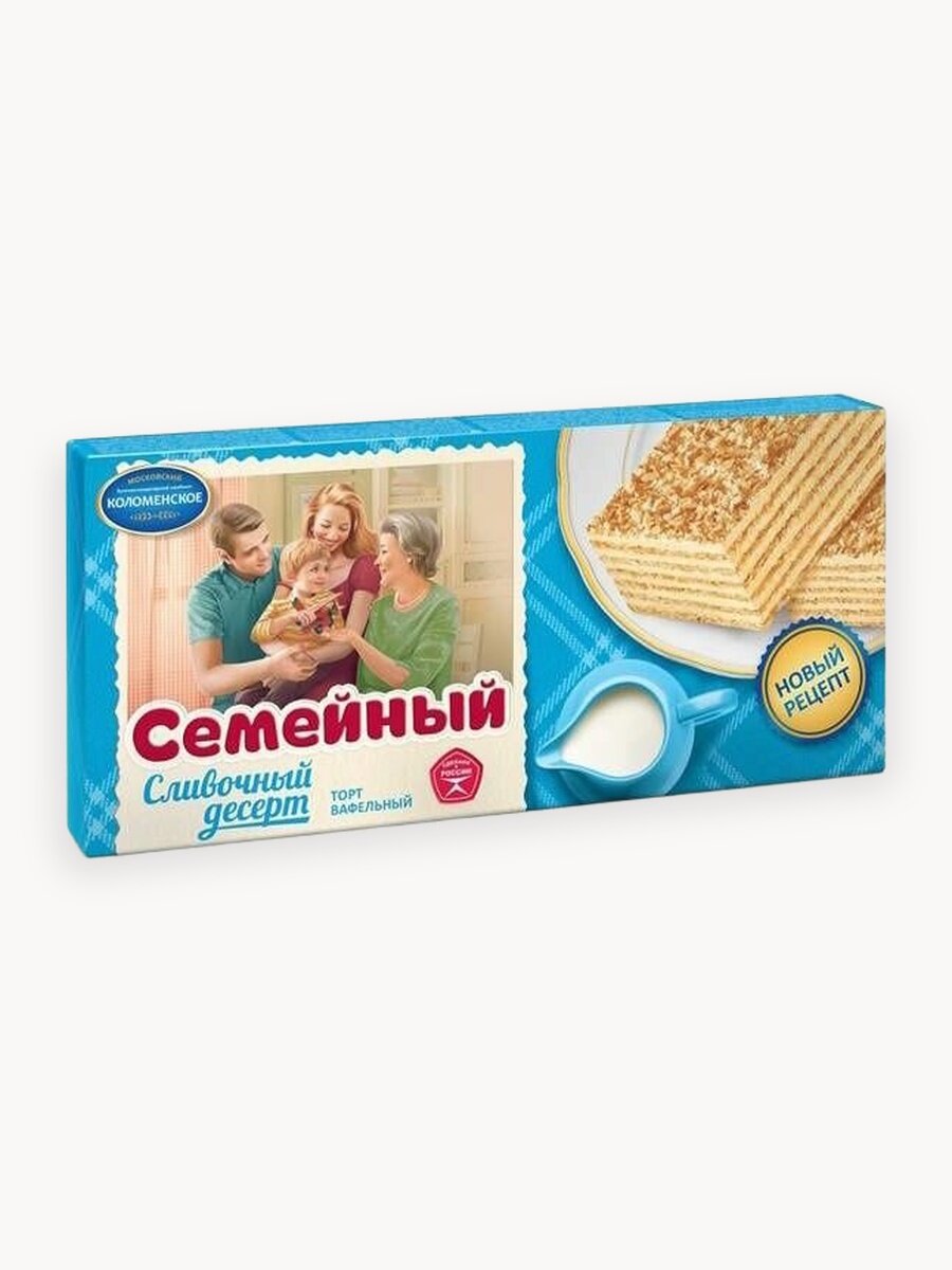 Коломенский Торт вафельный Семейный Сливочный десерт, 230 г