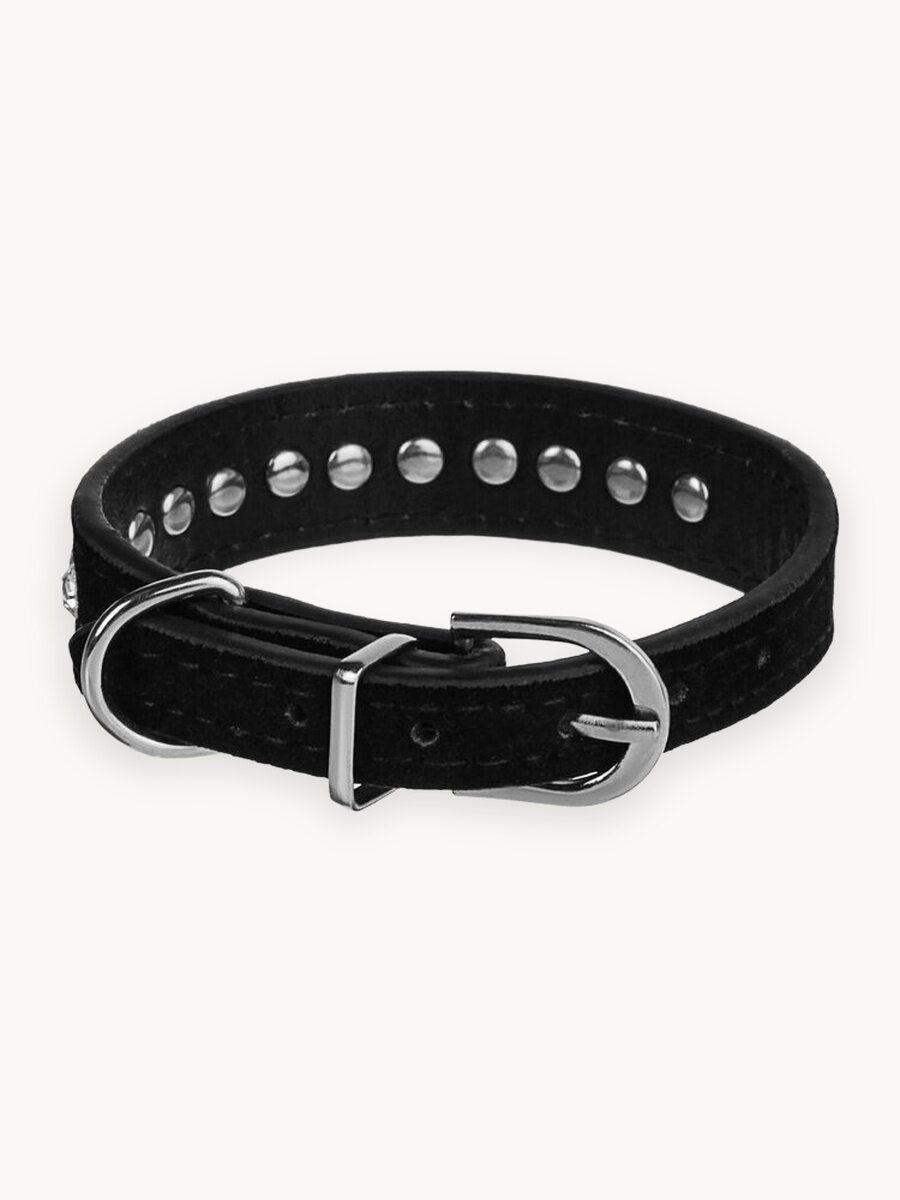 Ошейник Пижон «Бархат и стразы» , для собак, 31 см, обхват шеи 22-28см, черный