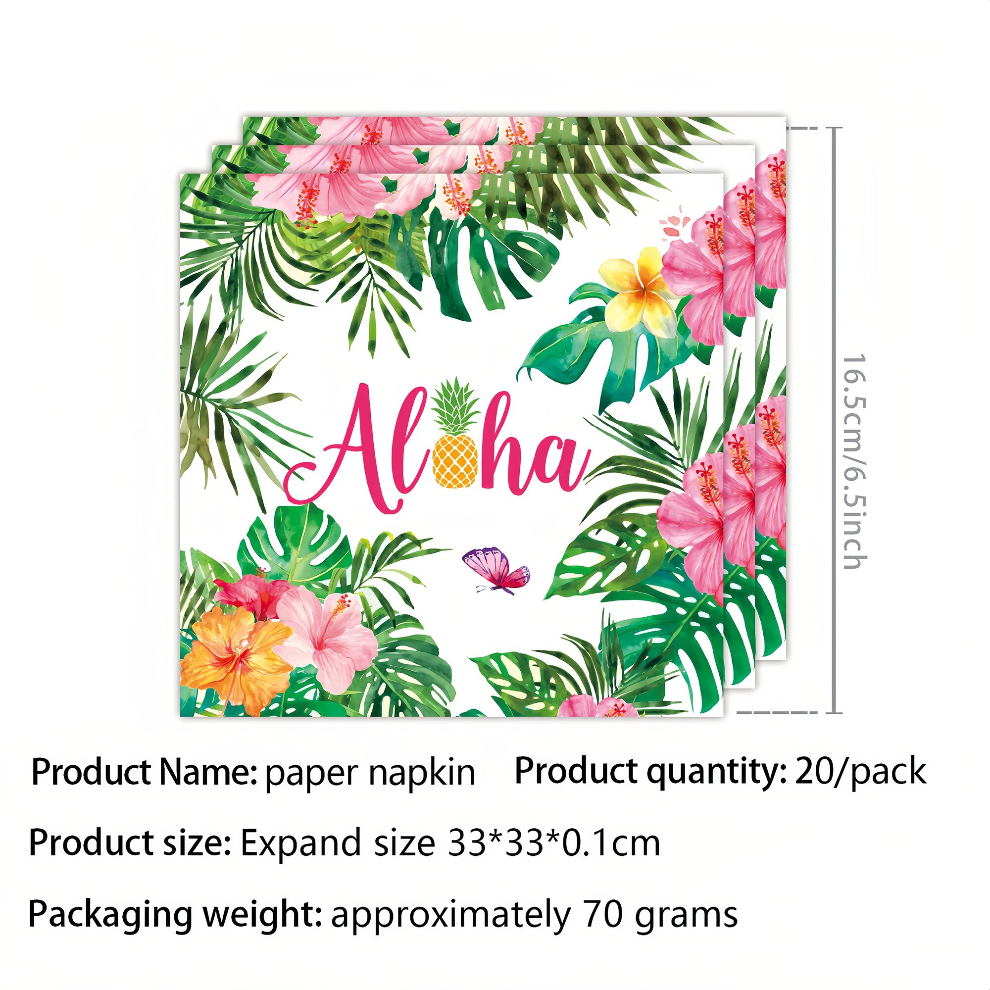 Одноразовый набор посуды для гавайской вечеринки Aloha 20Pcs Napkins