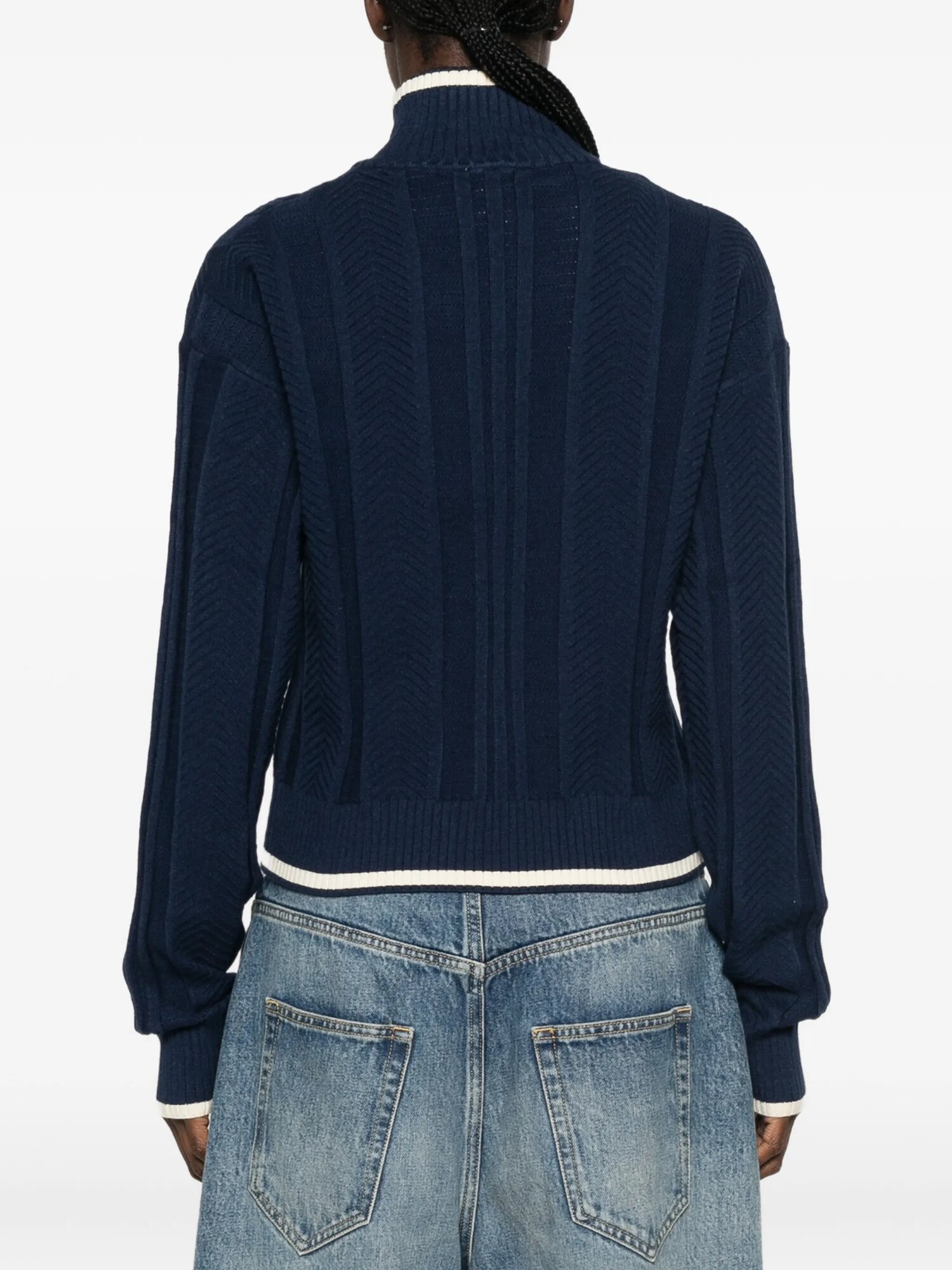 Свитер adidas Herringbone-knit zip-up sweater, размер 4 UK, , blue — фото 1