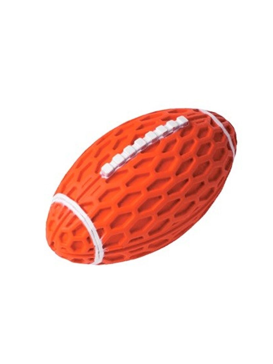 HOMEPET Игрушка для собак мяч регби SILVER SERIES с пищалкой красный каучук , 14,5х8,2х7,9 см