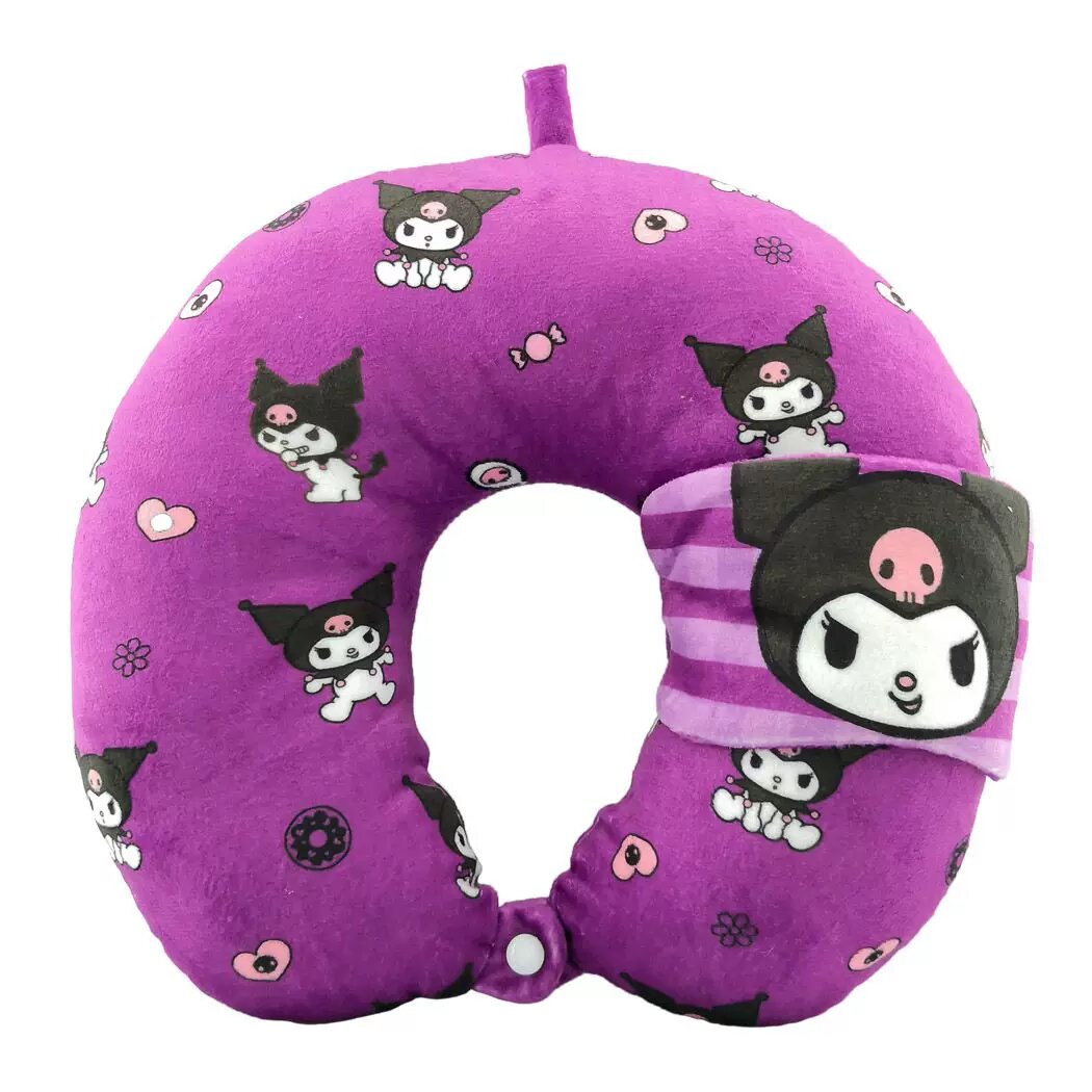 MINISO Sanrio Fun Adventure Eye Mask U-shaped Pillow Kuromi Cute Travel Light-blocking Neck Protector Подушка Kuromi's