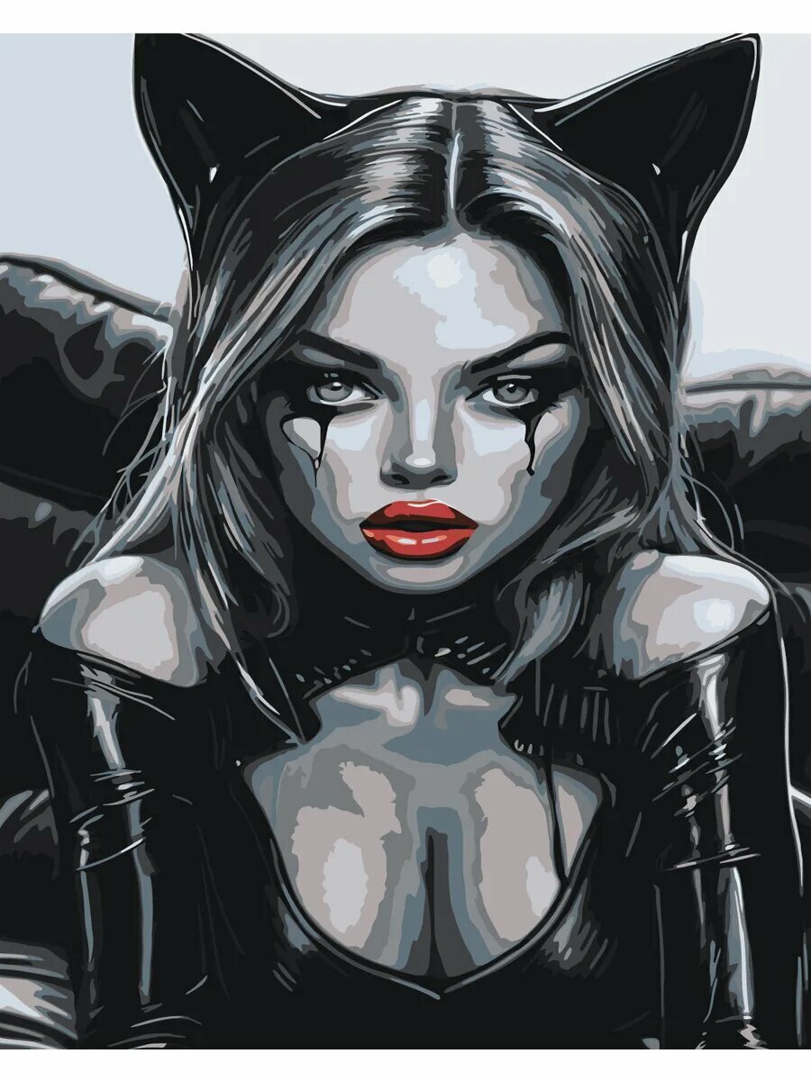 Картина по номерам Милая Девушка Кошка Ушки