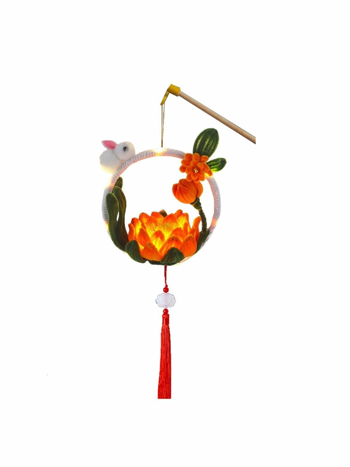 Сплетенная вручную из палочек лампа jade rabbit lotus lamp new-оранжевый лотос