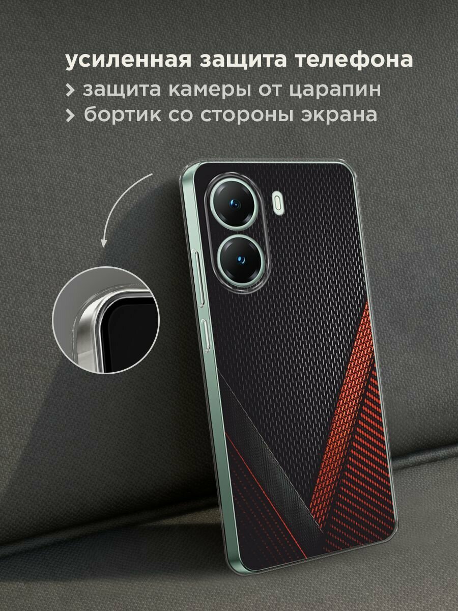 Чехол на Poco X7 Pro / Поко X7 Про с принтом "Красный карбон" — фото 1