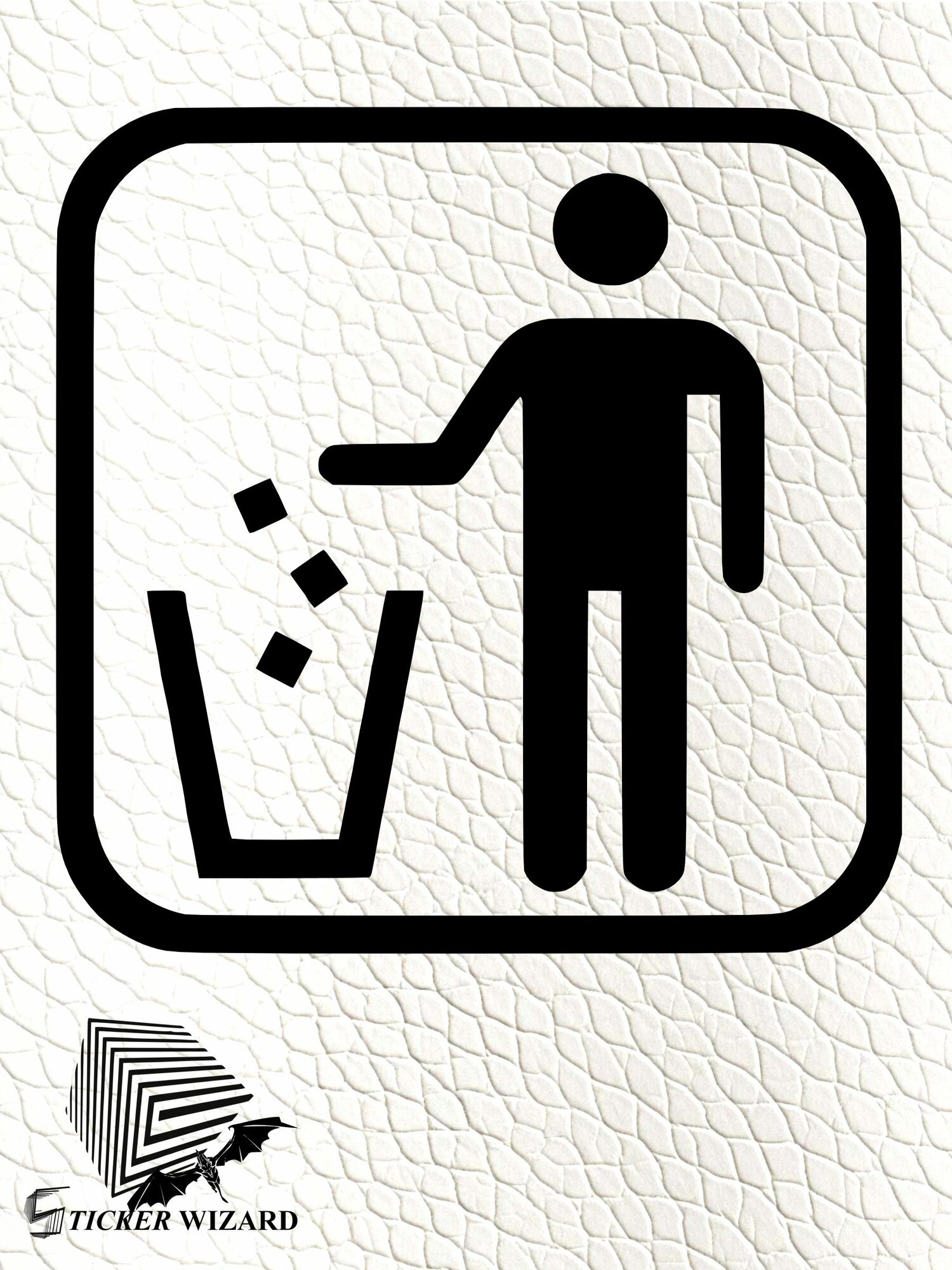 Наклейка виниловая на прозрачной основе (черная) "Урна для мусора"