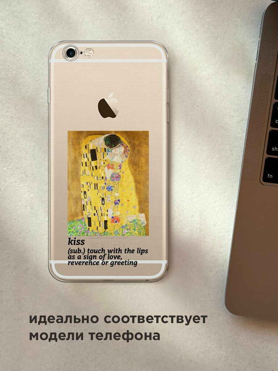 Чехол на Apple iPhone 6 Plus/6S Plus / Айфон 6 Плюс/Айфон 6С Плюс с принтом "The kiss", прозрачный — фото 1